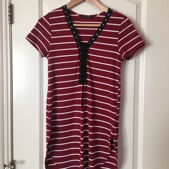 Tops | Red White Striped Tunic | Poshmark